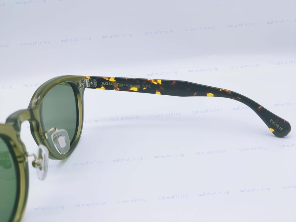 MOSCOT LEMTOSH OLIVE TORTOISE Frame Green Lenses Sun Glasses W/ METAL ...