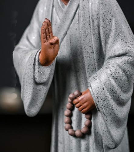 Zi Sha Sand Bowing Monk Statue Master Buddhism Zen Figure Decor | eBay