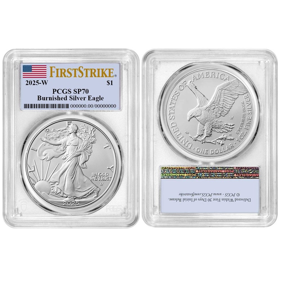 2025-W Burnished $1 American Silver Eagle PCGS SP70 FS Flag Label | eBay