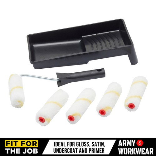 FFTJ Mini Paint Emulsion Roller Set Kit With 5 Rollers, Tray & 4" Frame ...
