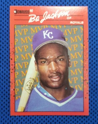 1990 Donruss MVP Error Bo Jackson No DOT/ PURPLE HAT/ PURPLE JERSEY ...