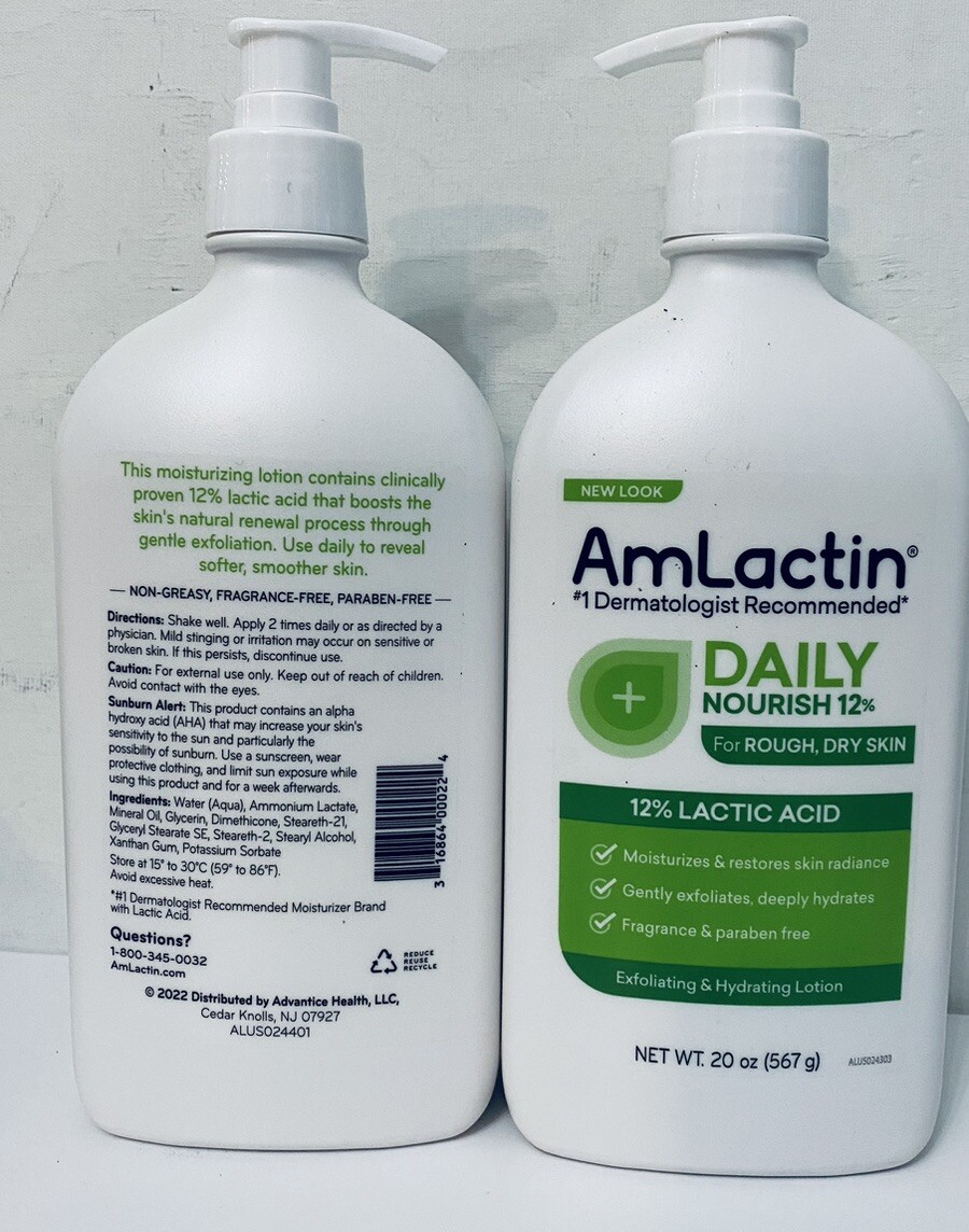 2 packs AmLactin Moisturizing Body Lotion 12% Lactic Acid, 20 Oz /pack ...