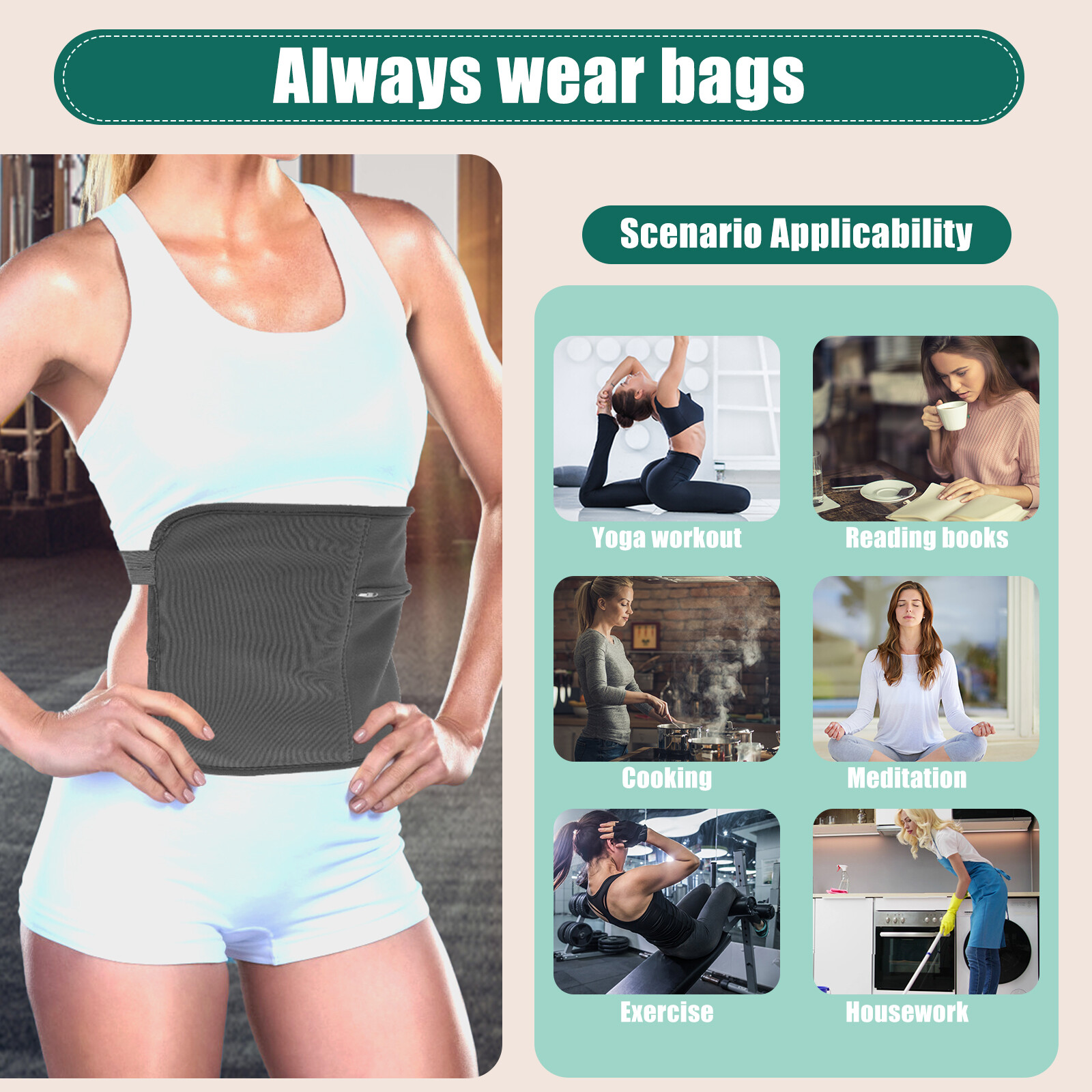 3Pcs Castor Waist Neck Essential Oil Pack Washable Organic Leg Wrap for ...