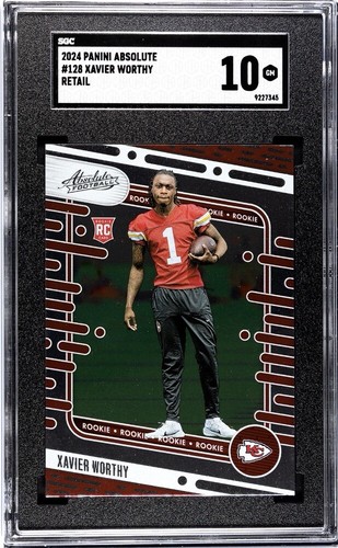 Xavier Worthy 2024 Panini Absolute RC SGC 10 GM Rookie #128 Chiefs WR ...