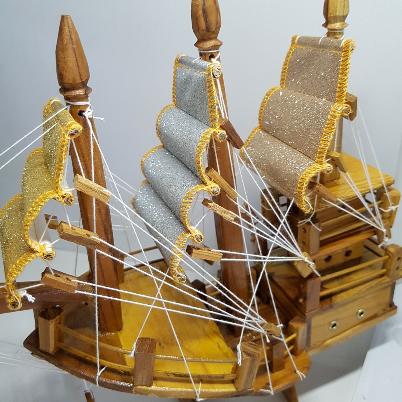 Model Barge Teak Wood Sailboat Artwork Collectibles Home Decor Vintage ...