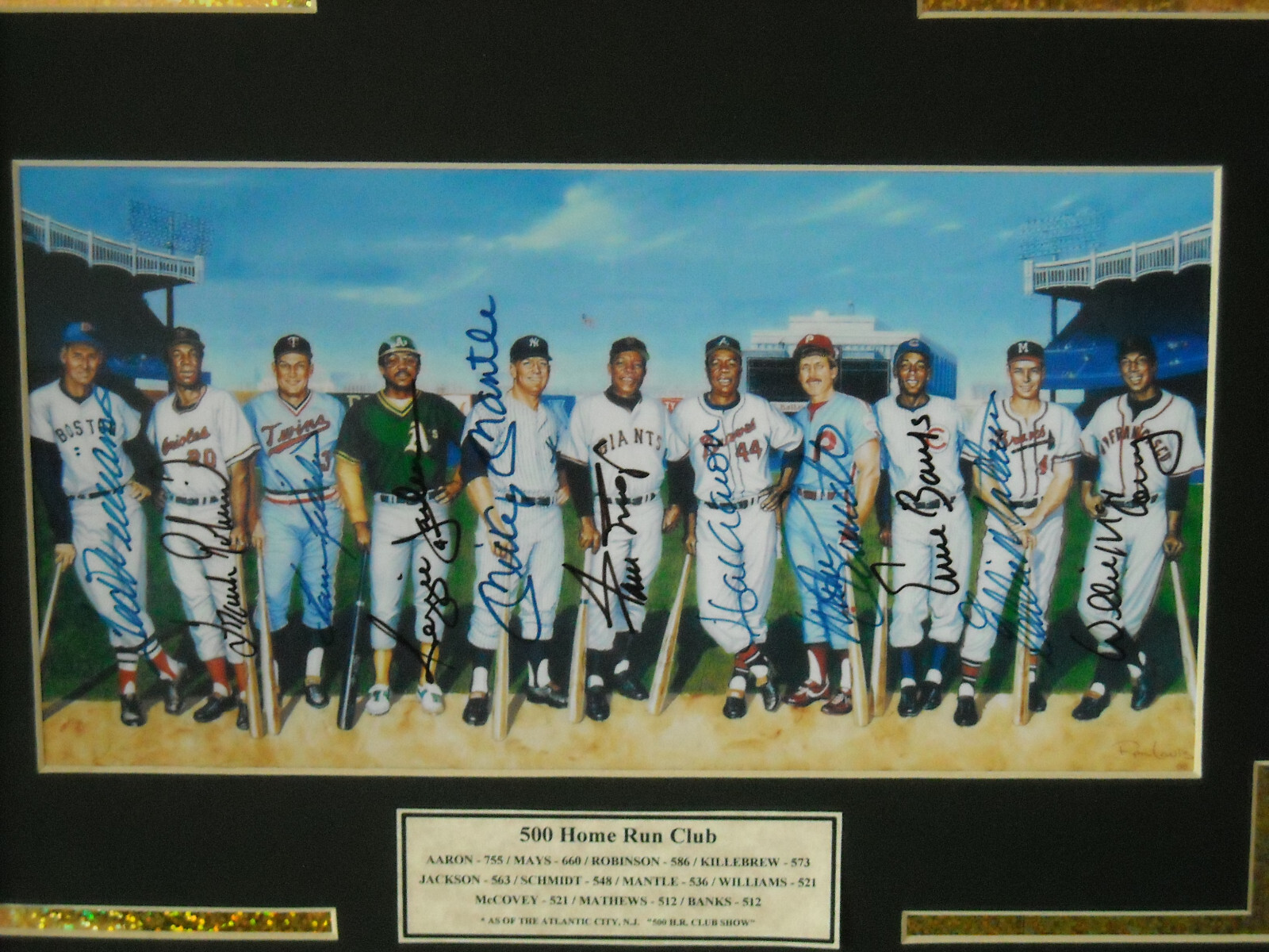 11 SIGNED*WILLIE MAYS*** 10" x 5" photo*11 Living members of "500 Home ...
