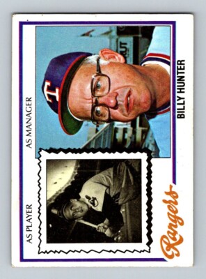 BILLY HUNTER MANAGER TEXAS RANGERS TOPPS BASEBALL CARD 1978 | eBay