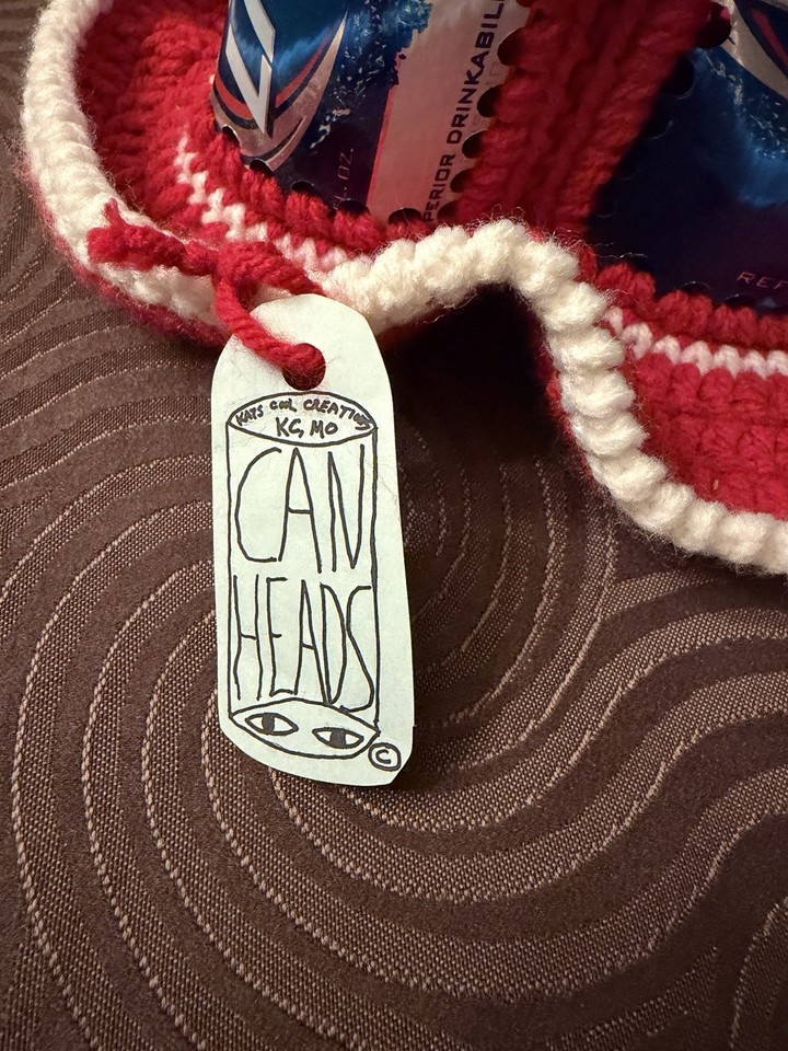 Bud Light Crochet Can Heads Hat Red White Breweriana Collectible Unique ...