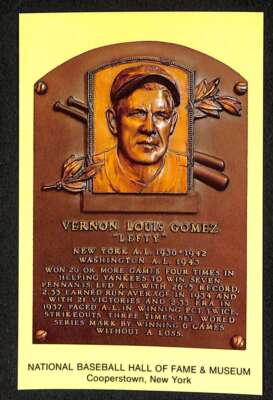 1964-Date Hall of Fame Plaque Lefty Gomez HOF Cooperstown NM Yellow ...