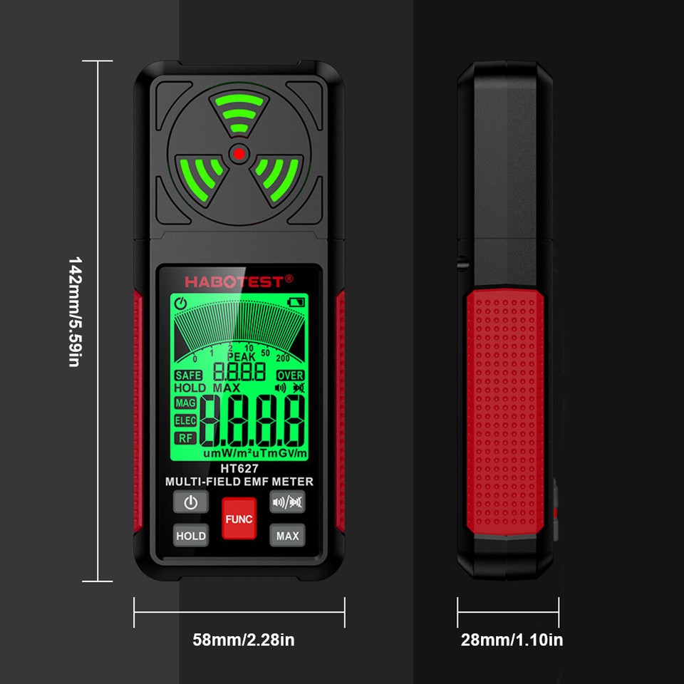 HT627 3 in 1 EMF Reader Tester Portable Digital EMF Meters Buzzer Alarm ...