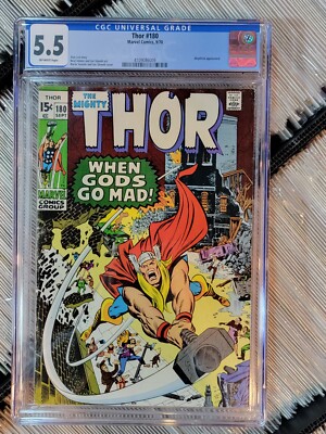 CGC 5.5 The Mighty Thor #180 Comic Book 1970 Stan Lee Neal Adams Marvel ...