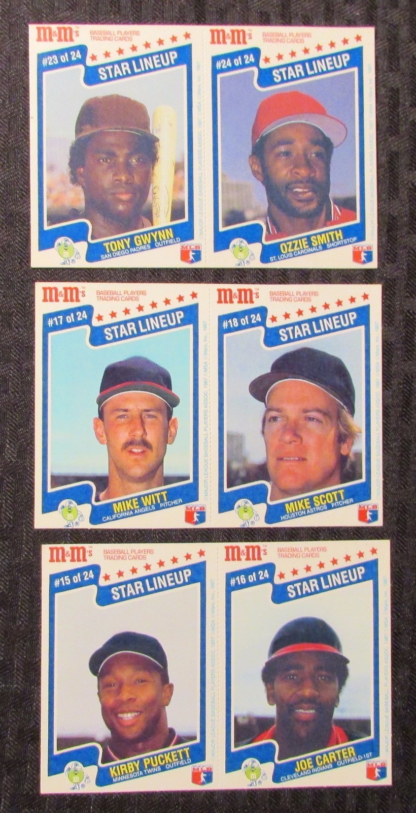 1987 M&M Baseball Trading Cards NM 9.4 LOT of 3 #15 16 17 18 23 24 ...