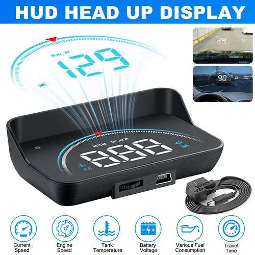 Car OBD2 HUD Head Up Display Gauge Speedometer MPH KMH RPM Warning ...