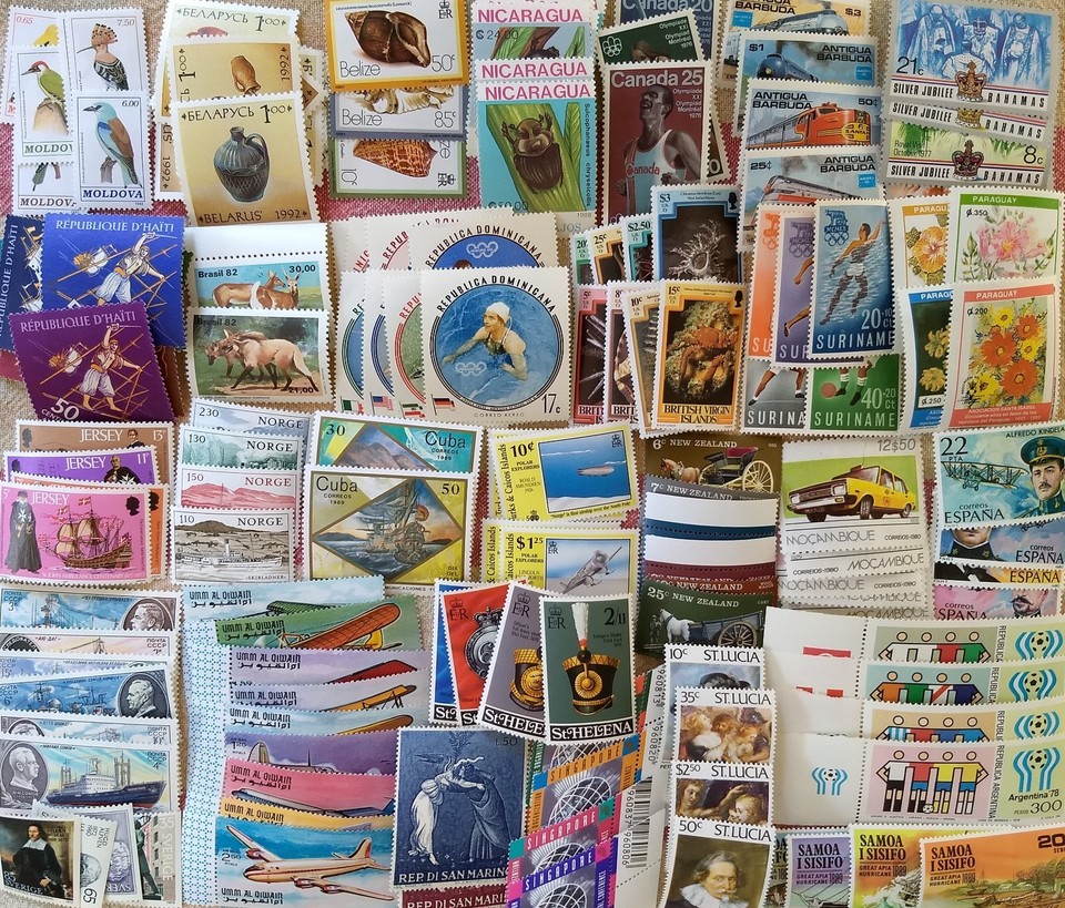 Worldwide Stamp Assortment Mint 100 Different Stamps from 20 Countries ...
