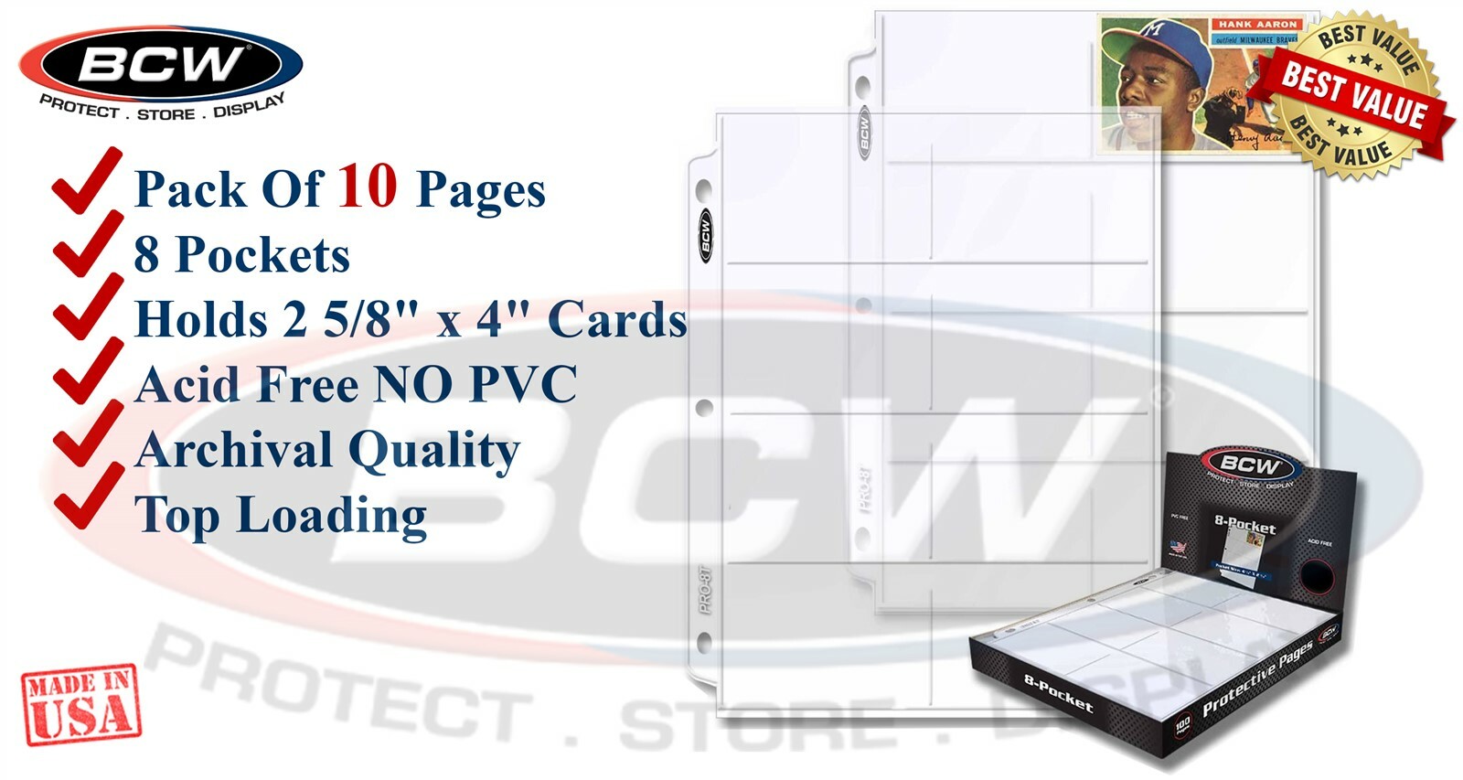 Lot of 10 BCW Pro 8 Pocket Pages Trading Card / Coupon Album Binder ...
