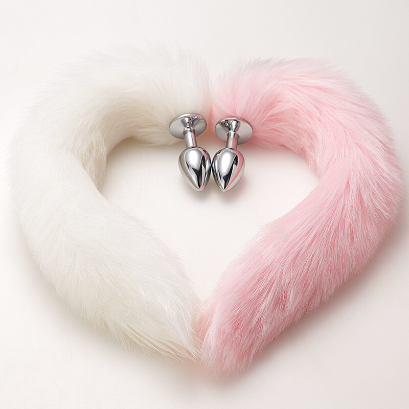 2Pcs Bunny Fox Tail Metal Plug Insert Stopper Ear Cosplay Set Bondage ...