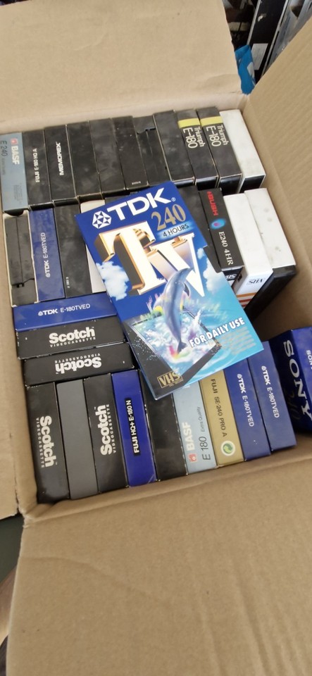 140 ++ Recordable VHS tapes ( 2 Boxs Full) All Quality Tapes Some Still ...