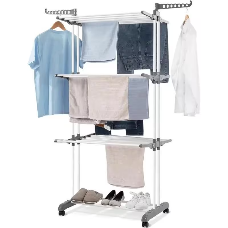 4 Tier Foldable Clothes Airer Rack Indoor Outdoor Dryer Laundry Dry ...