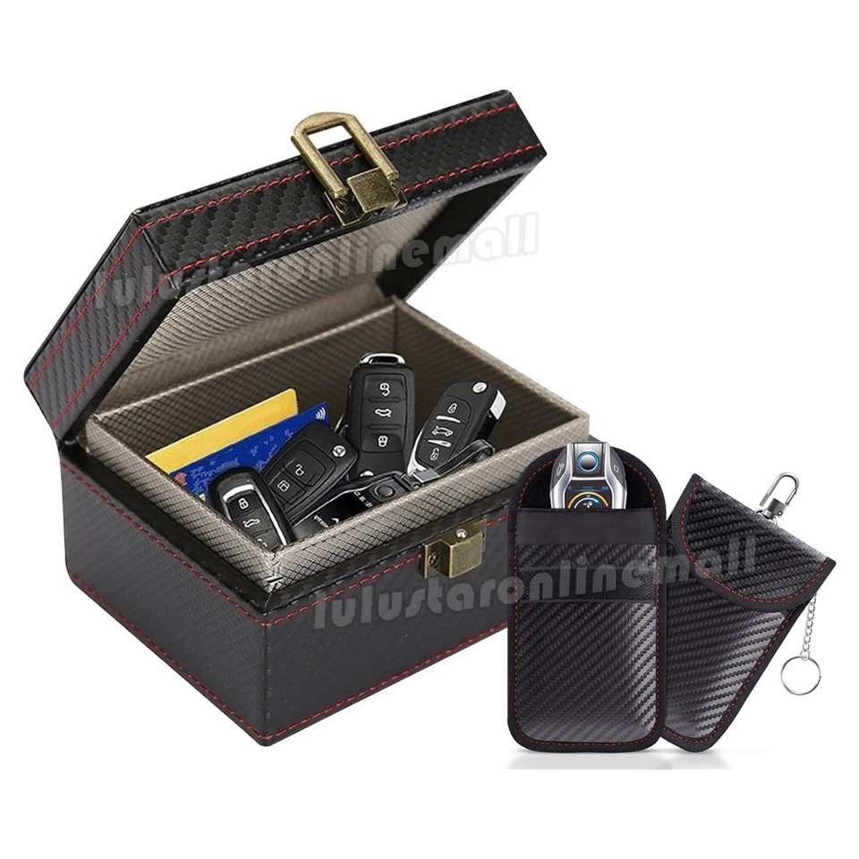 Faraday Box & 2X Faraday Pouch for Car Keys Keyless RFID Signal Blocker ...