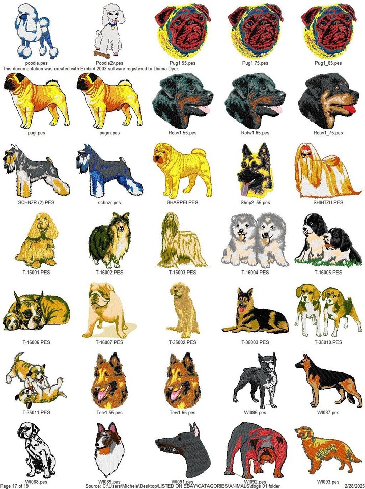 644 DOGS EMBROIDERY MACHINE DESIGNS COLLECTION PES USB DRIVE | eBay