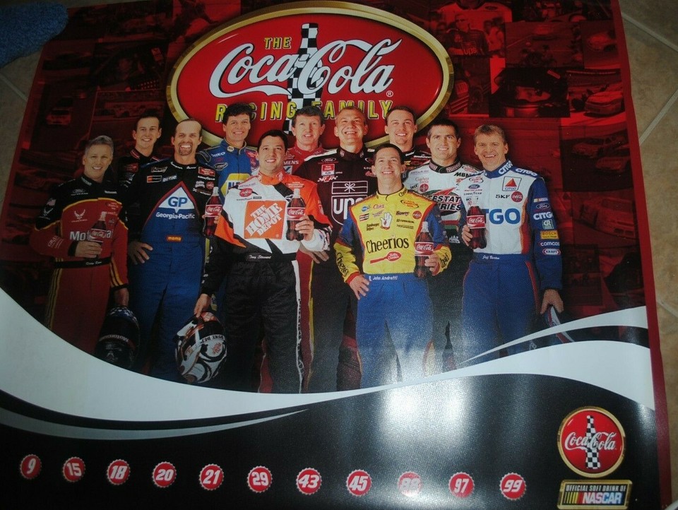 Coca-Cola Racing Family, NASCAR, large vinyl store poster, 36x30, Tony ...