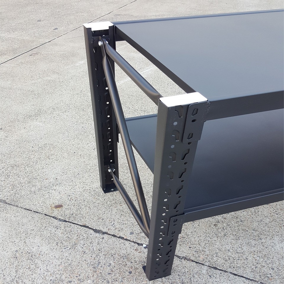 Matte Black Metal Warehouse Workbench Shelving Rack Work Bench Stand ...