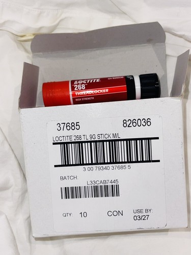 Loctite 826036 Threadlocker 268,0.32 Oz 9 gram Stick,Red 268(Tm) 37685 ...