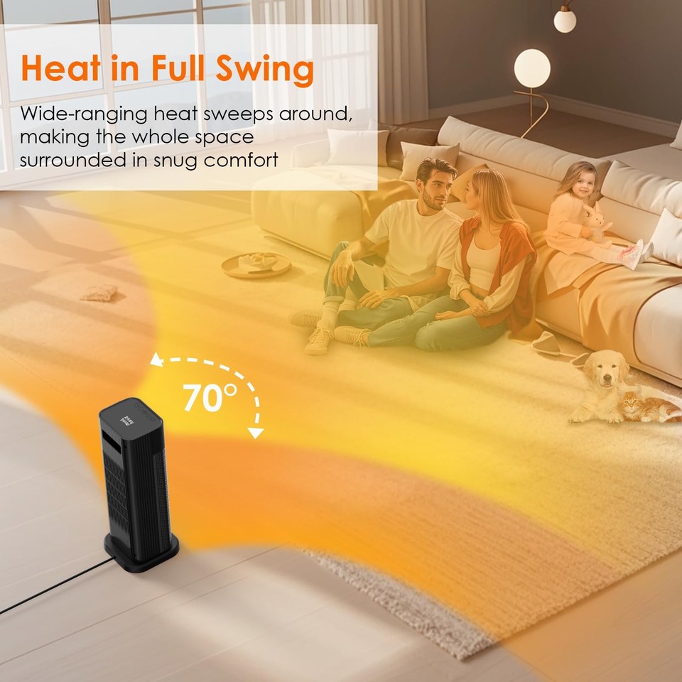 Space Heater - 1500W PTC Ceramic Tower Heaters for Indoor Use with ...