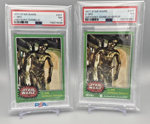 C-3PO "Golden Rod" Error + Corrected PSA 7 Matched Set 1977 Topps Star ...