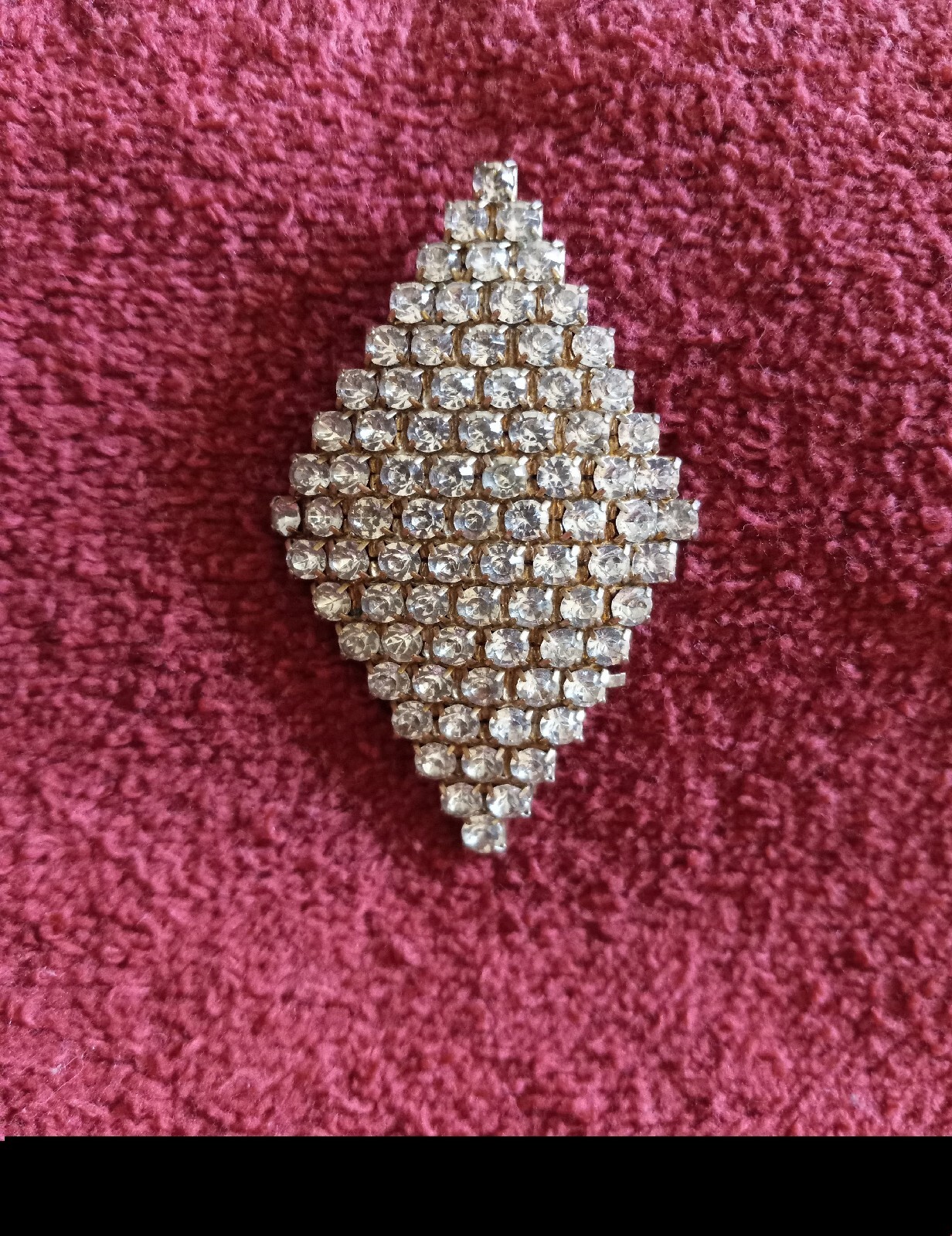 Vintage Sparkling Rhinestone Brooch Large Diamond Sha… - Gem