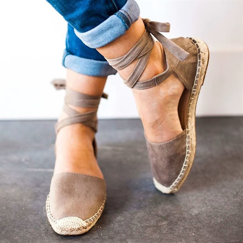 Womens Closed Toe Espadrilles Sandals Ladies Strappy Summer Comfy Flat ...