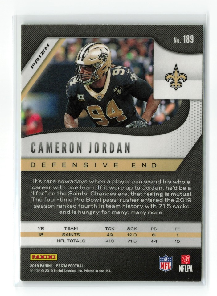 CAMERON JORDAN #189 2019 PANINI PRIZM SAINTS NEON GREEN PULSAR | eBay