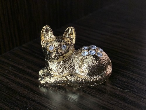 CAT ~24K GOLD PLATED FIGURINE ADORNED USING SWAROVSKI CRYSTAL ELEMENTS ...