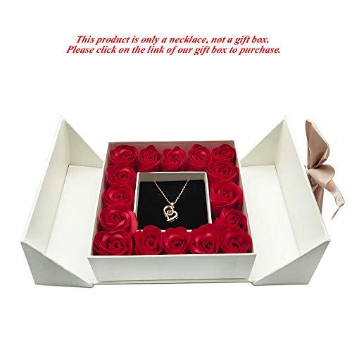 Preserved Red Rose Gift Box Handmade Roses with Necklace Present Gifts ...