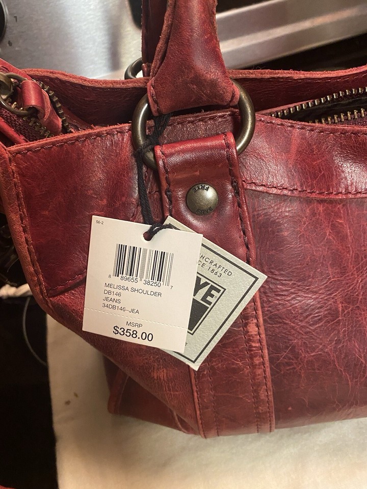 Frye Melissa Satchel Italian Leather Red Wine Burgandy | eBay
