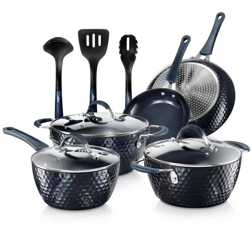 Elegant Diamond 11-Piece Aluminum Nonstick Cookware Set in Blue ...