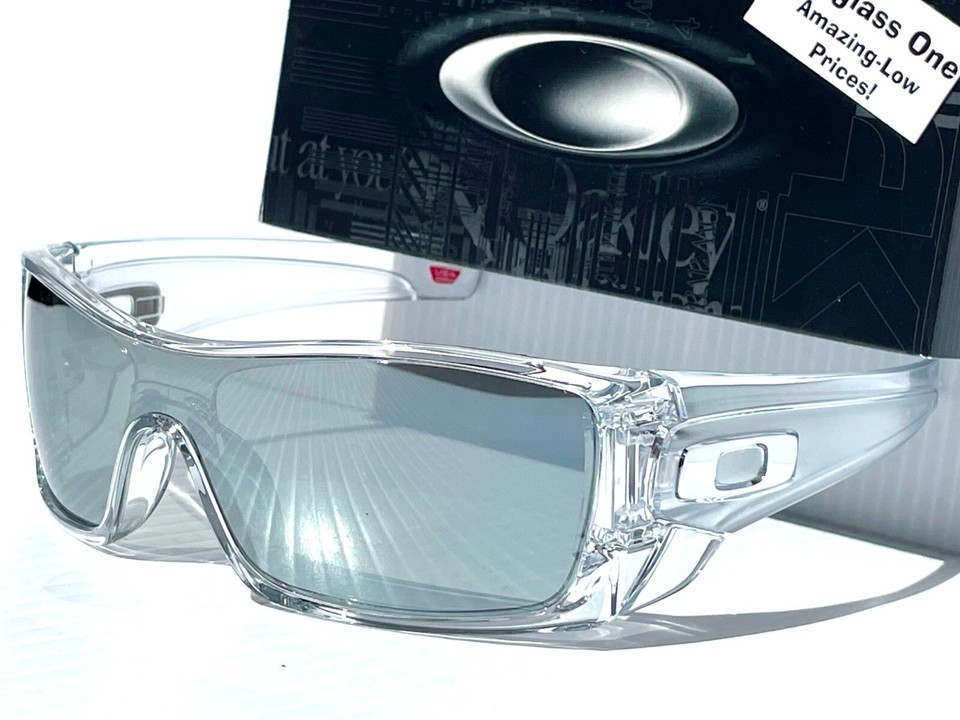 Oakley BATWOLF Shiny Clear POLARIZED Galaxy Chrome Mirror Lens Sunglass ...