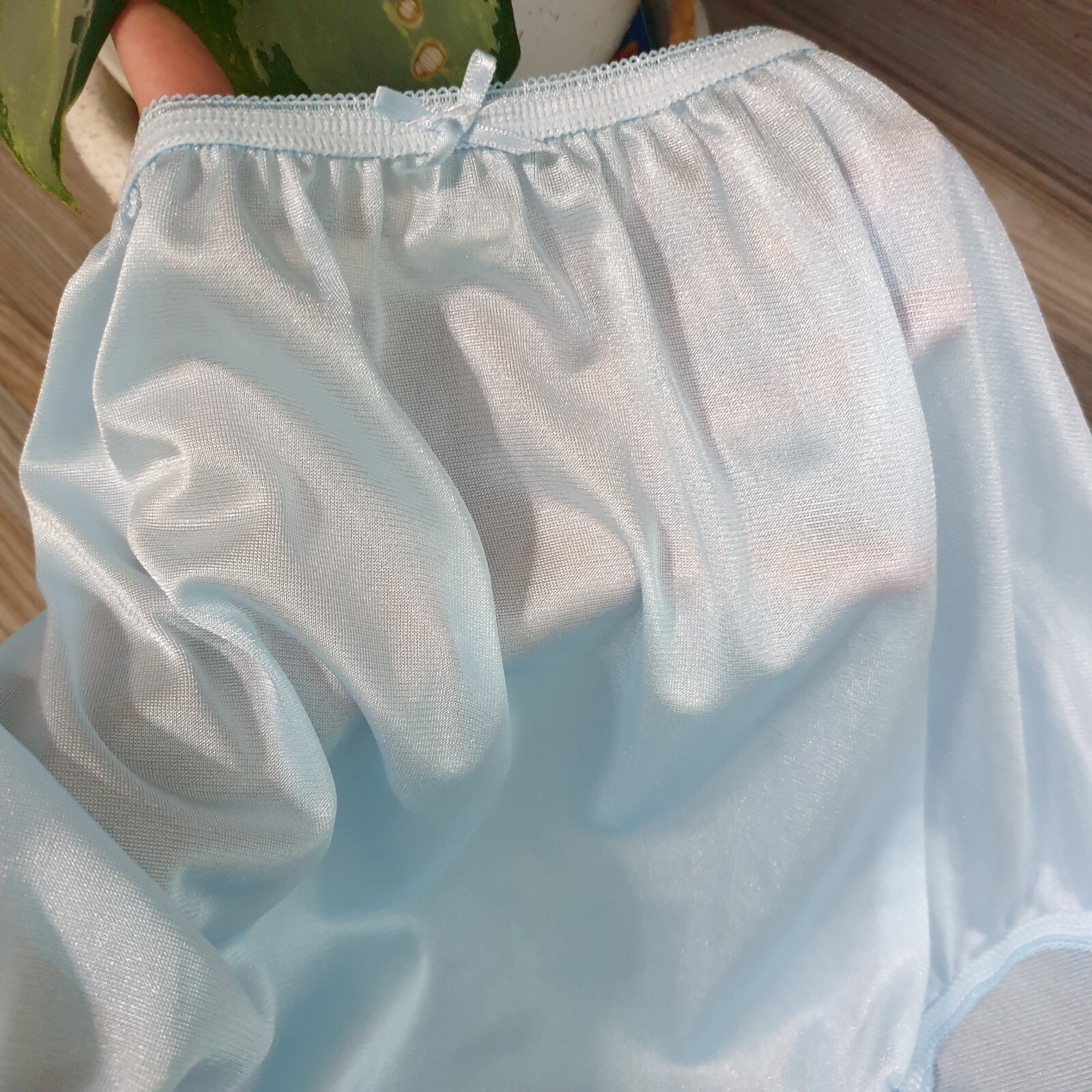 Silky Nylon Panty Slippery Sissy Double Gusset Brief Baby Blue Bikini ...