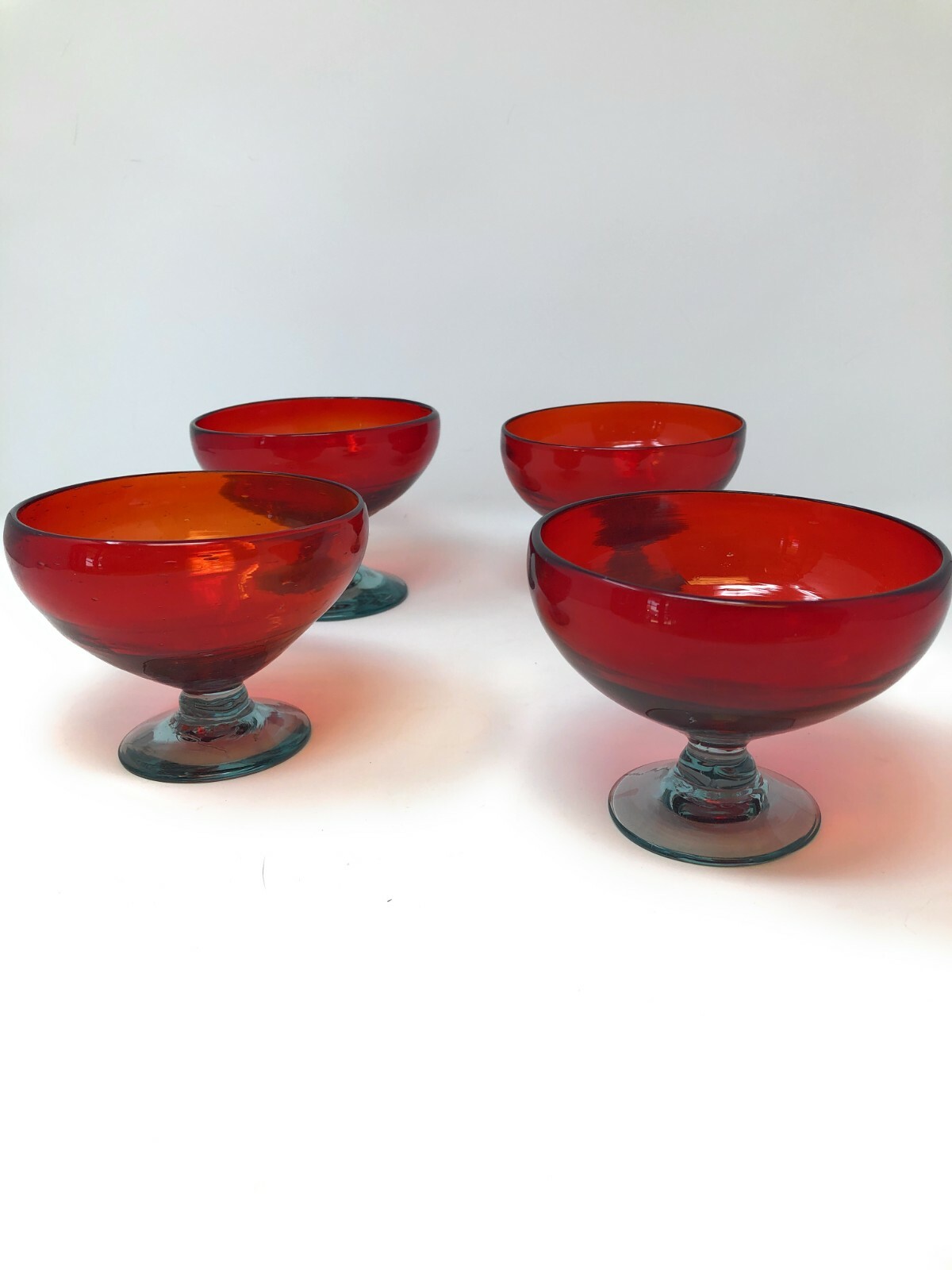 Orion Mexican Glassware Red Footed Bowl | eBay