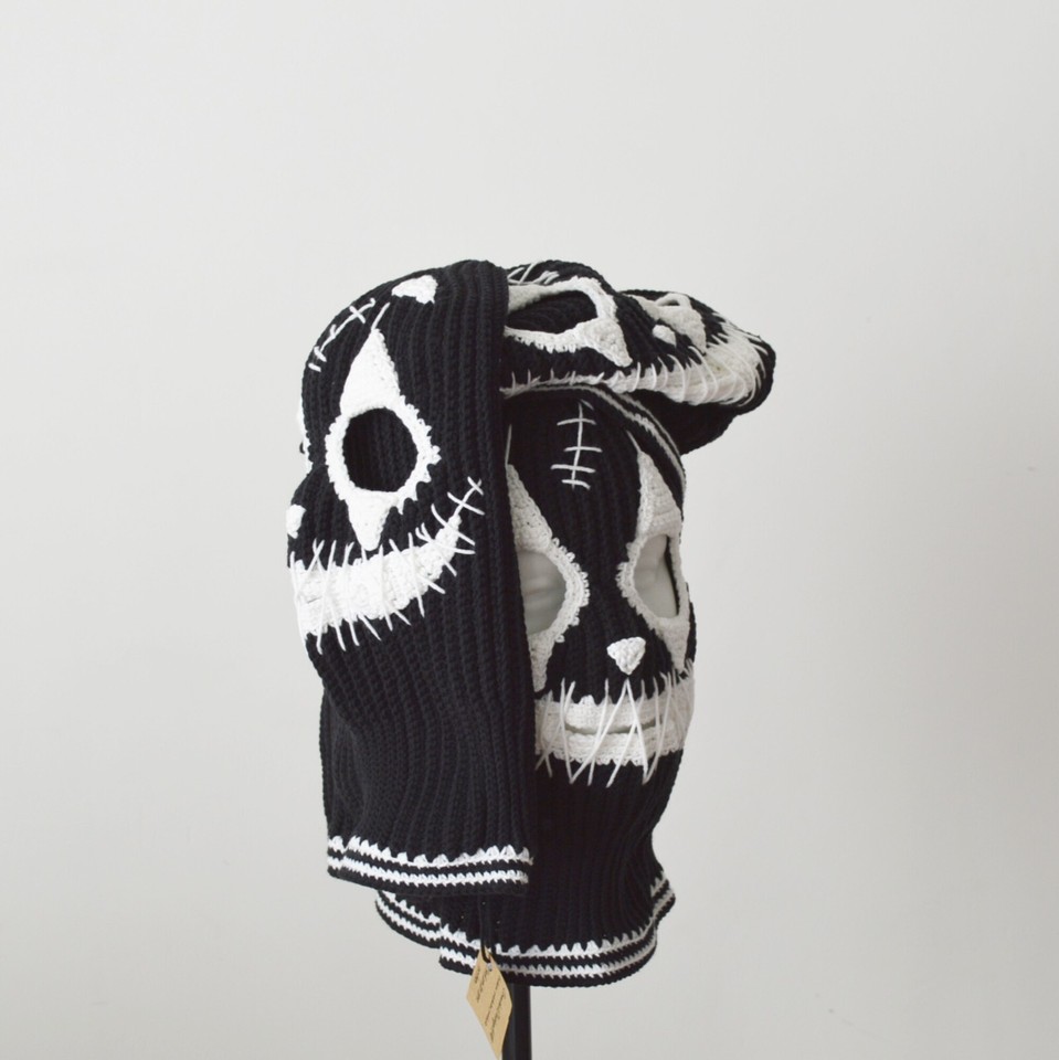 Knitted creepy black balaclava ski mask women men Custom crochet ghost ...