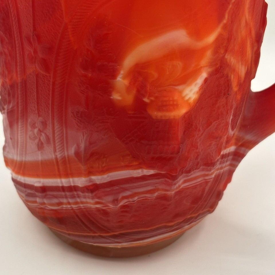 Vintage Imperial Glass Red Ruby Milk Slag Windmill Pitcher Matte Original Tag | eBay