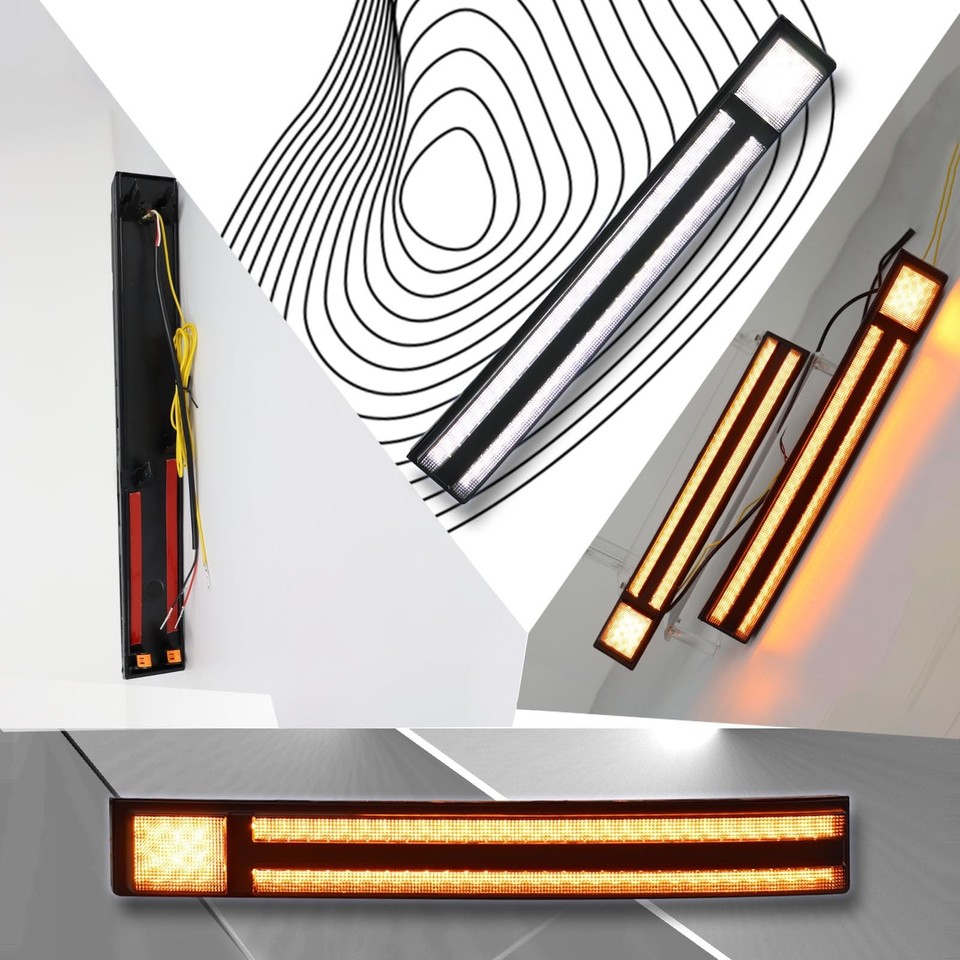 Switchback White/Amber LED Front Bumper Fog Light DRL/Turn Signal Light ...