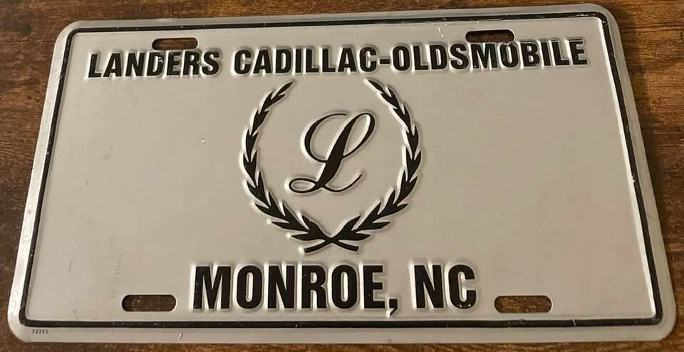 Landers Cadillac Oldsmobile Dealership Booster License Plate Monroe NC ...