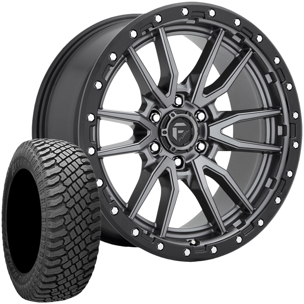 4-Fuel D680 Rebel 6 20x9 6x135 Gunmetal Rims w/33x12.50R20LT Atturo X/T ...