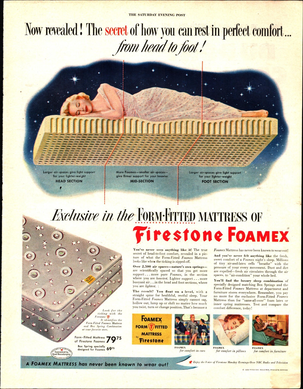 1952 Firestone Foamex Form Fitted Mattress Vintage Original Magazine ...