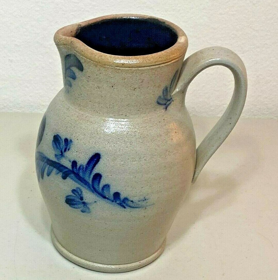 Rowe Pottery Works Heart Pitcher 1987 Limited Edition #475/500 Blue ...