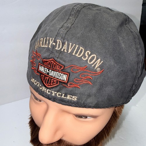Harley Davidson Mens XL Charcoal Gray Flame Logo motorcycle Ivy Cap Hat ...
