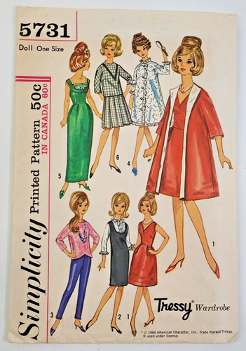 VTG 60s Simplicity Sew Pattern 5731 Barbie Fashion Clothes for 11 1/2 ...