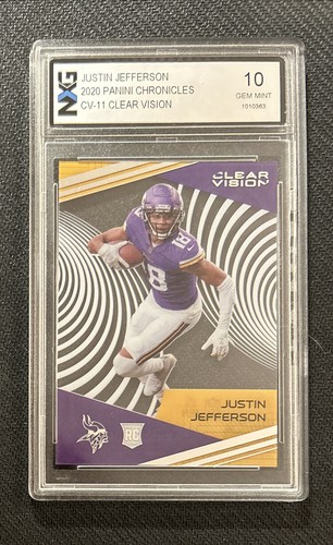 Justin Jefferson 2020 Clear Vision #CV-11 Rookie RC - Graded NXG 10 Gem ...