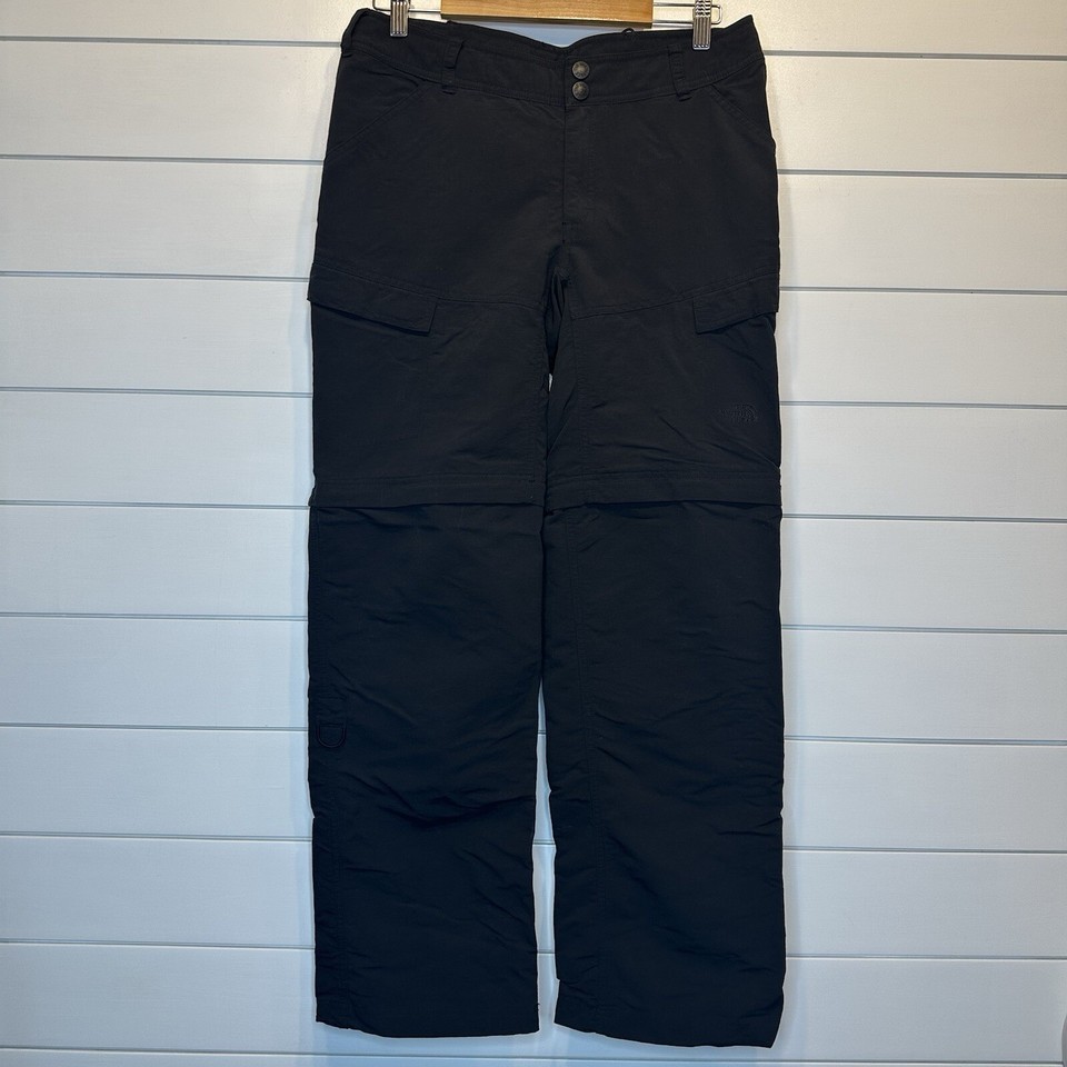 Women's North Face Convertible Cargo Pants Size 10 Black Zip Off Shorts ...